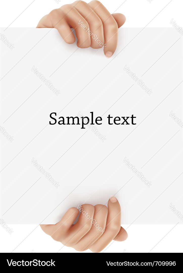 Two hands holding sign Royalty Free Vector Image