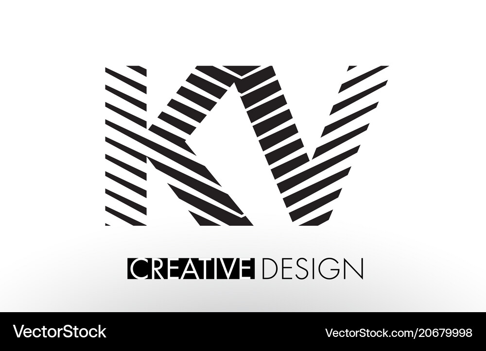 Kv k v lines letter design with creative elegant Vector Image