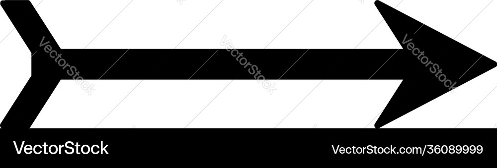 Black arrow with a pointy tail on white Royalty Free Vector