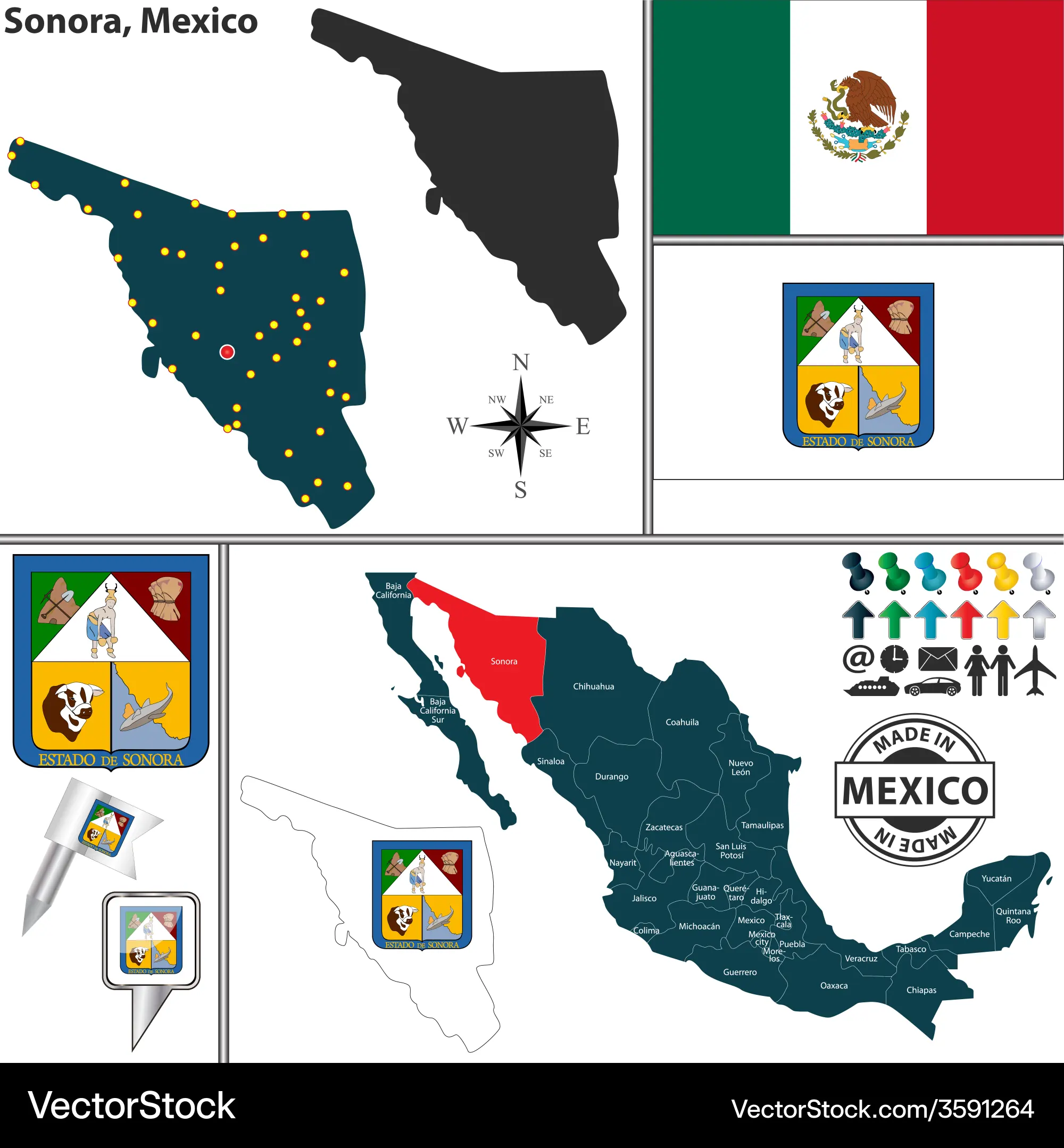 Sonora Map Sonora Map Stock Vector (Royalty Free) 282926606