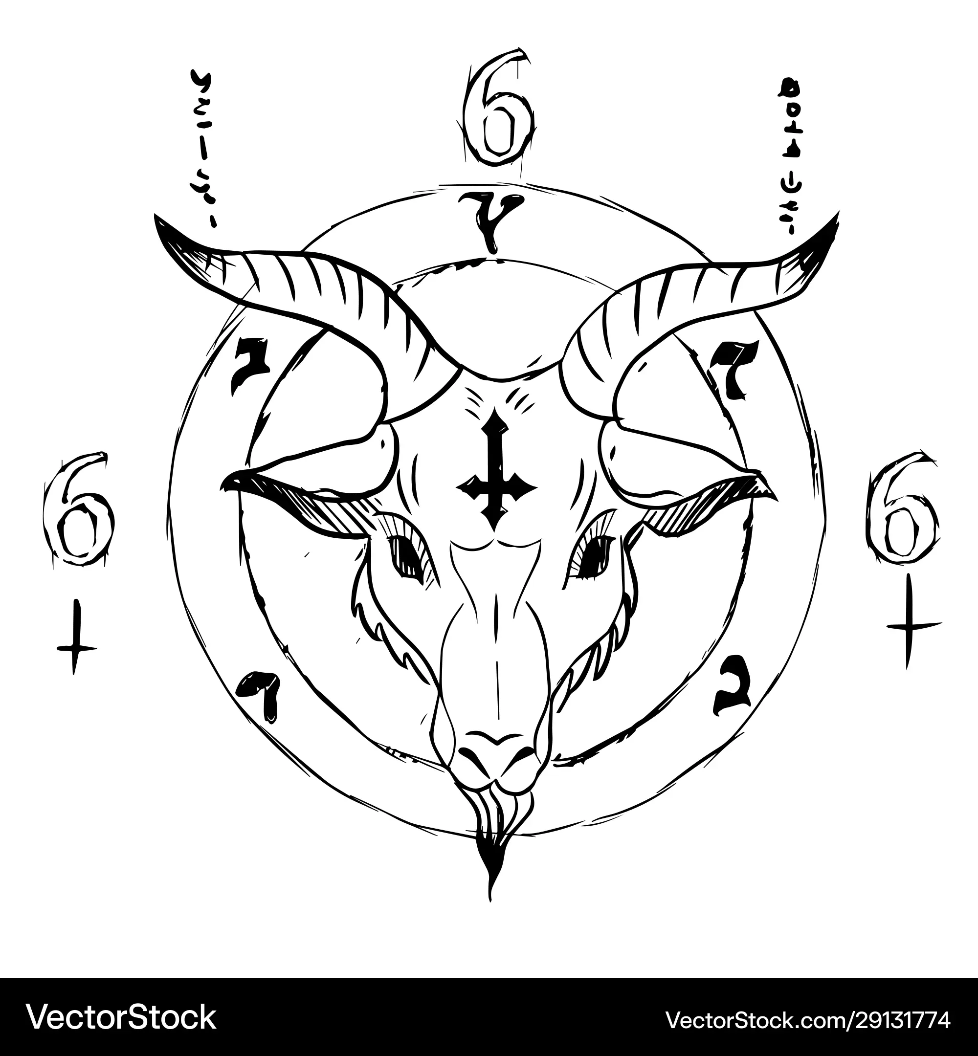 Satanic Goat Head 2 X 10cm Tall Satanic Goat Head Vinyl Stickers
