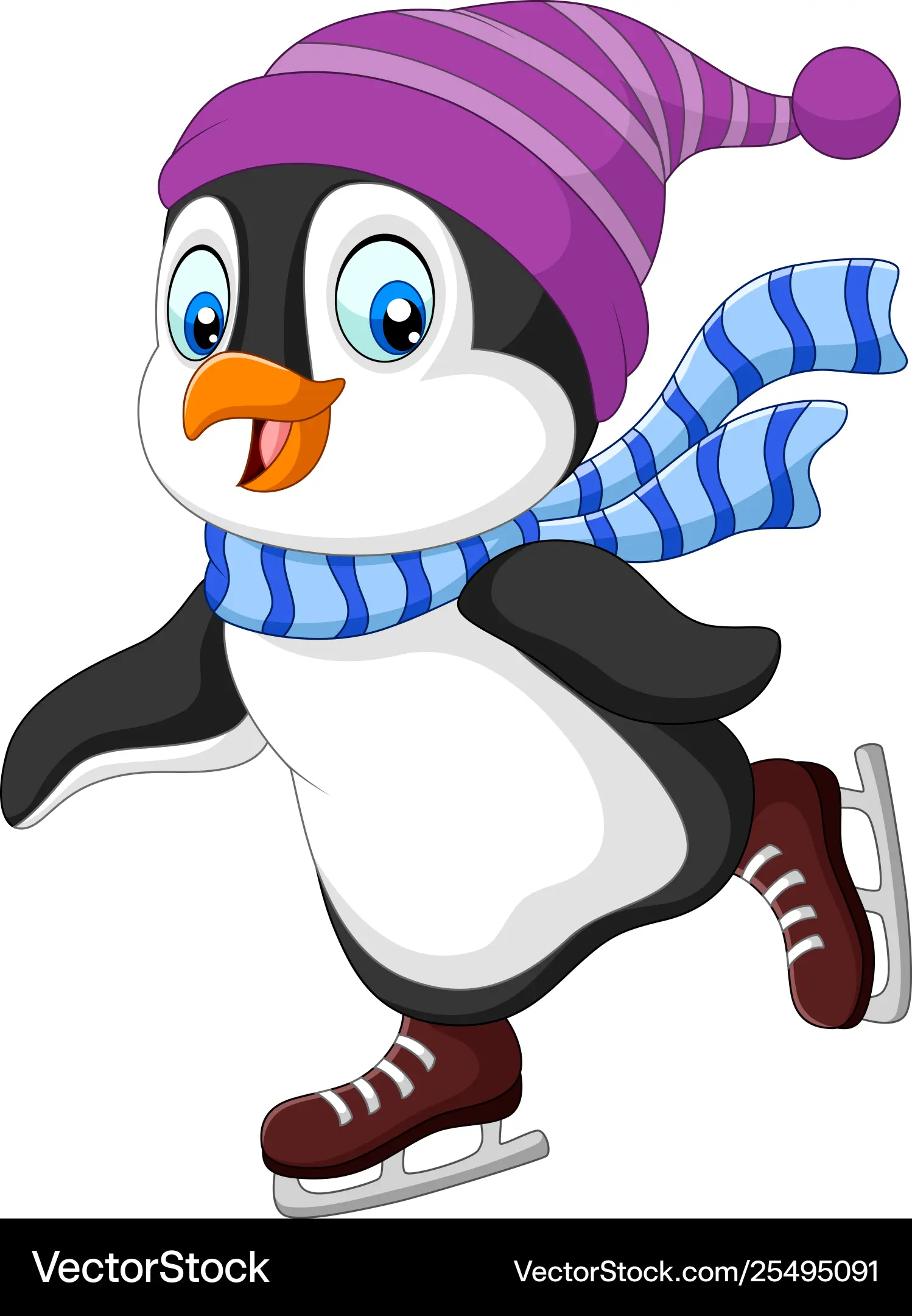 Cartoon Pinguin Eislaufen isoliert Lizenzfreies Vektorbild