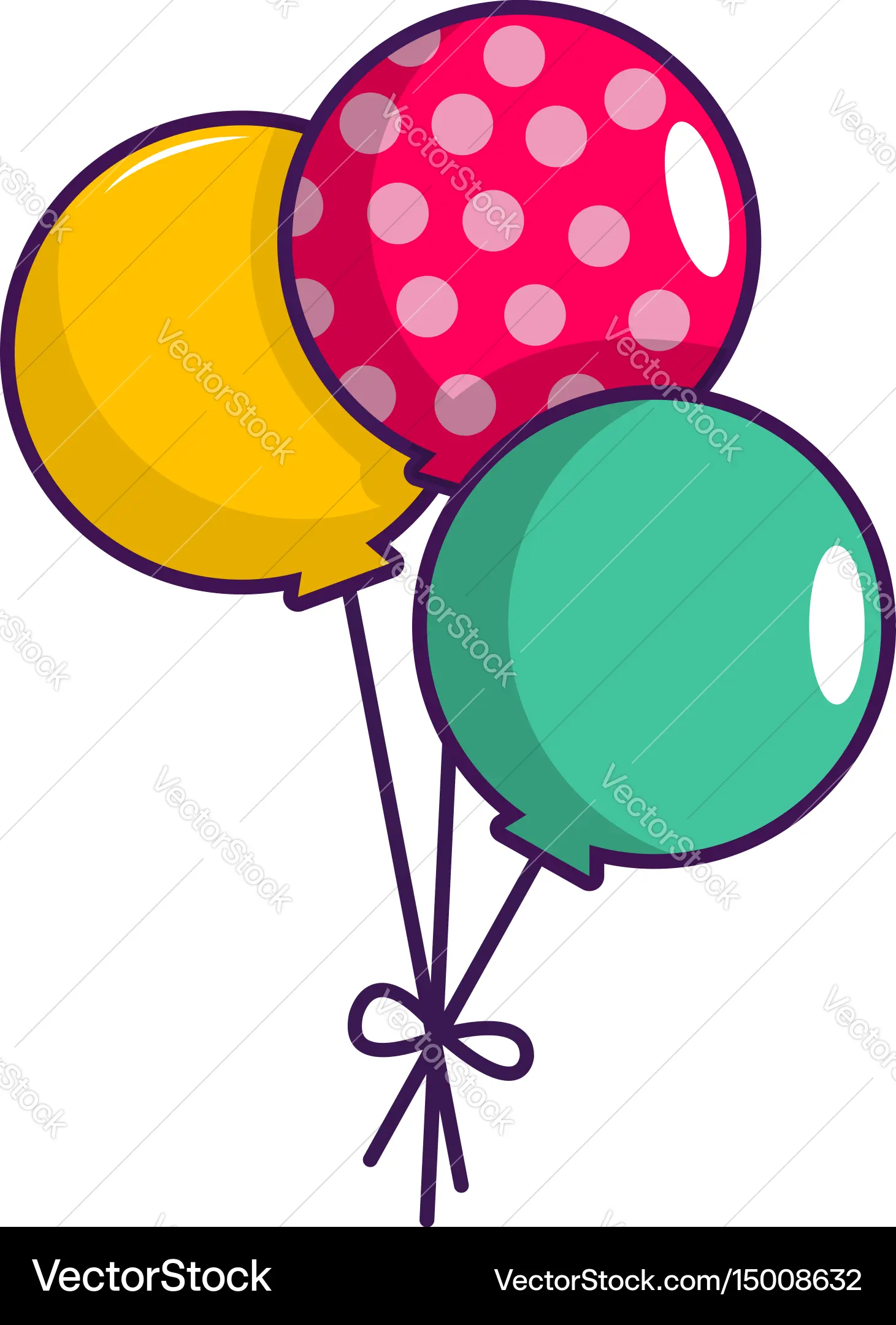 Three colorful balloons icon cartoon style Vector Image