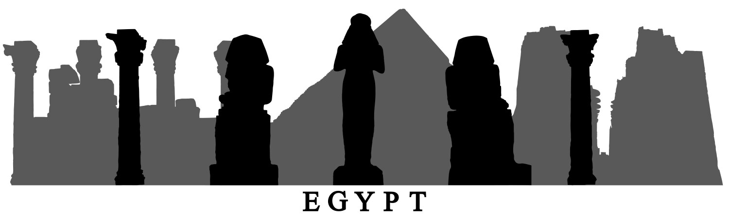 Egypt silhouette landmarks mosque sphinx Vector Image