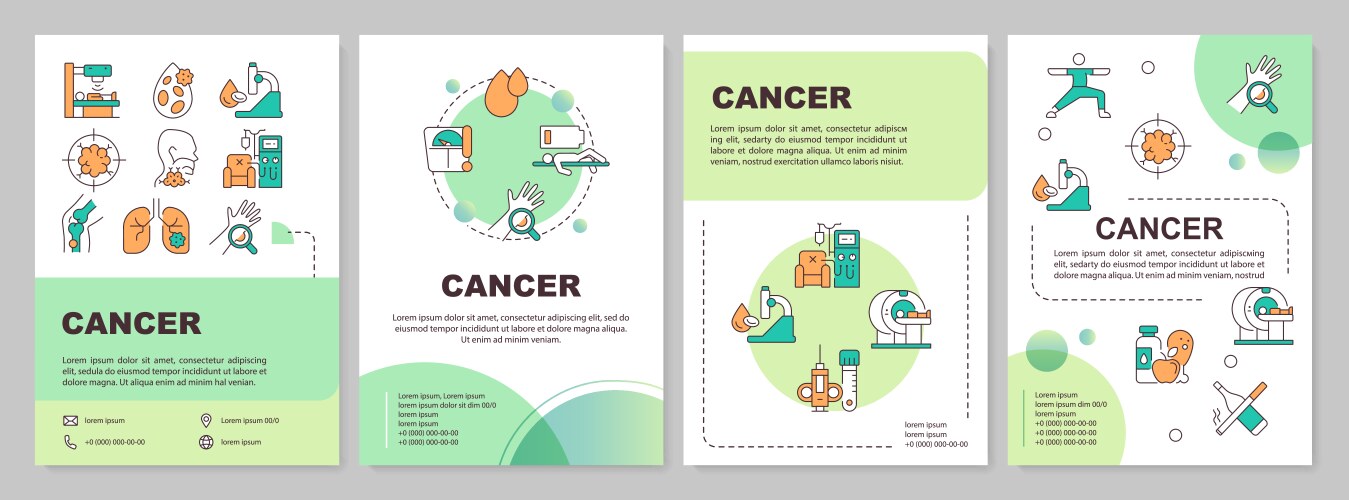 Cancer blue and yellow brochure template Vector Image