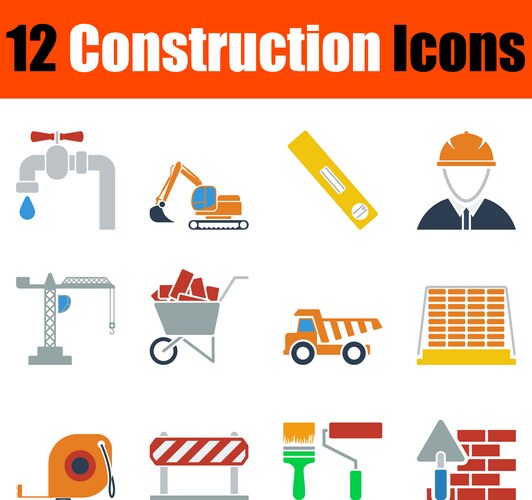 Flat design construction site sign Royalty Free Vector Image