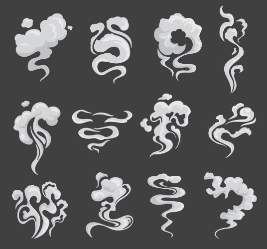 Smell icons smoke steam nose smelling odor scent Vector Image