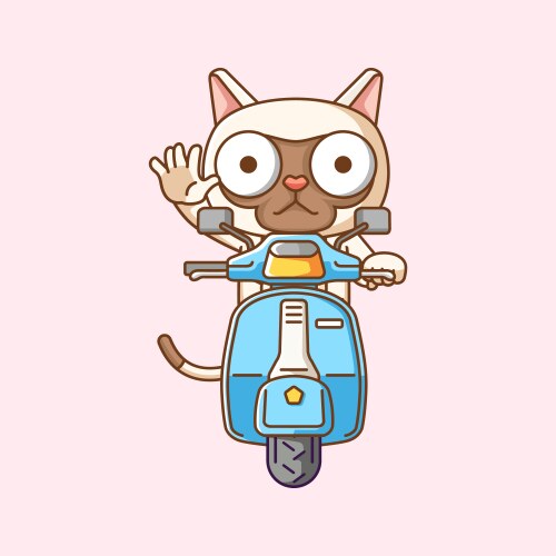 Cute lion riding scooter animal kawaii chibi Vector Image