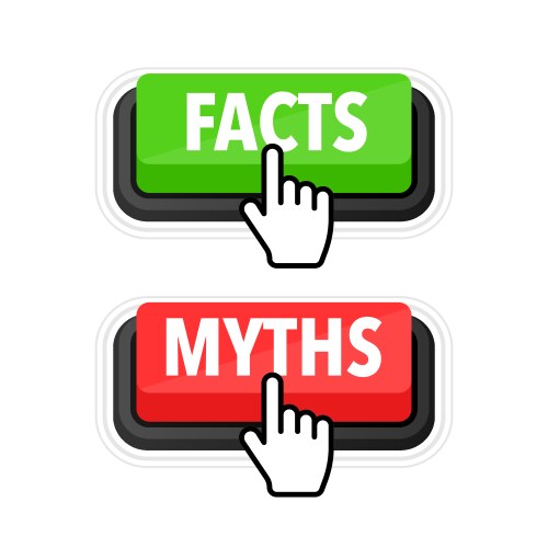 Facts vs myths fact-checking check mark fake Vector Image