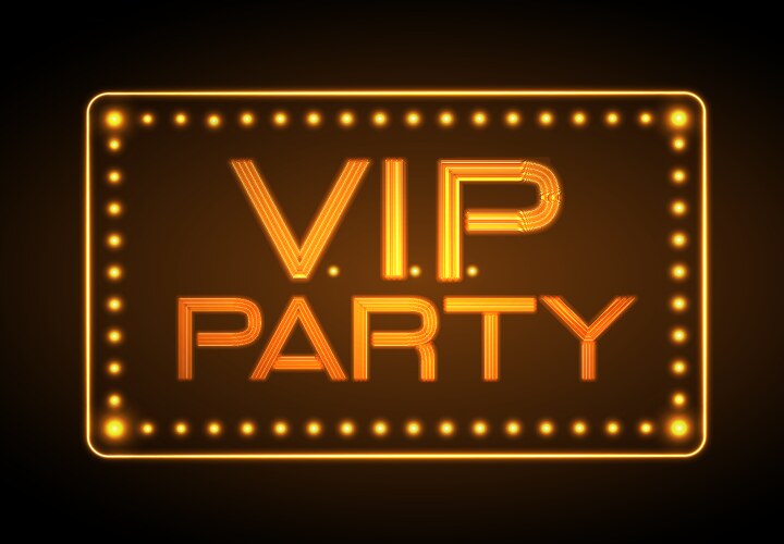 Neon sign vip party disco poster Royalty Free Vector Image