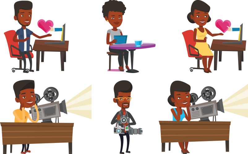 Set of media people characters Royalty Free Vector Image
