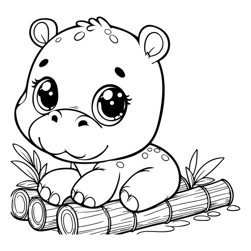 Cute hippo coloring pages for kids Royalty Free Vector Image