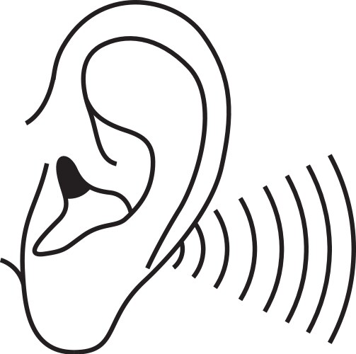 Ear with sound wave avatar character Royalty Free Vector