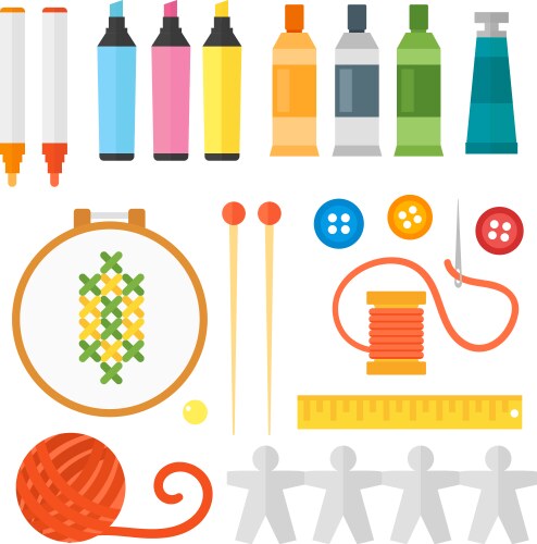 Kids creativity creation symbols set Royalty Free Vector