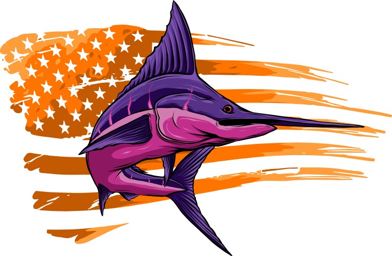 Marlin fish with anchor Royalty Free Vector Image