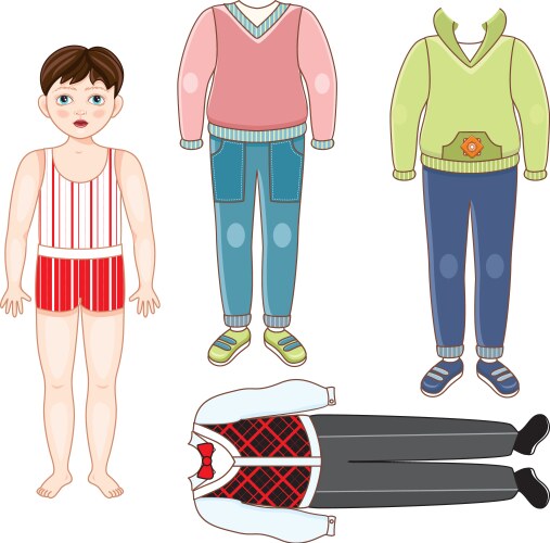 Paper doll boy and clothes Royalty Free Vector Image