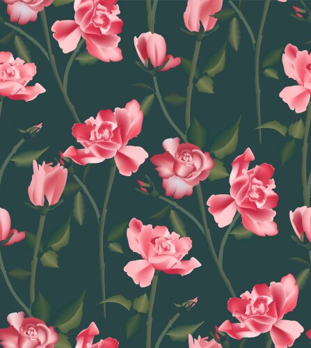 Seamless pattern with pink roses Royalty Free Vector Image