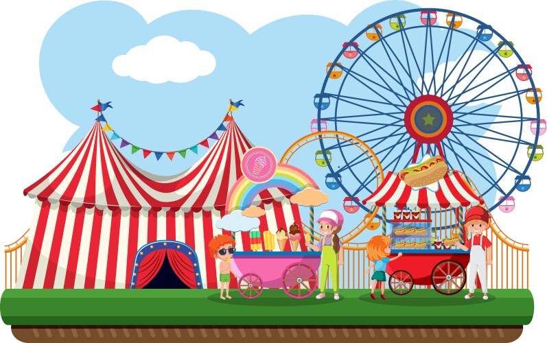 Amusement Park Clip Art Vergnügungspark Bunter Vergnügungspark Mit