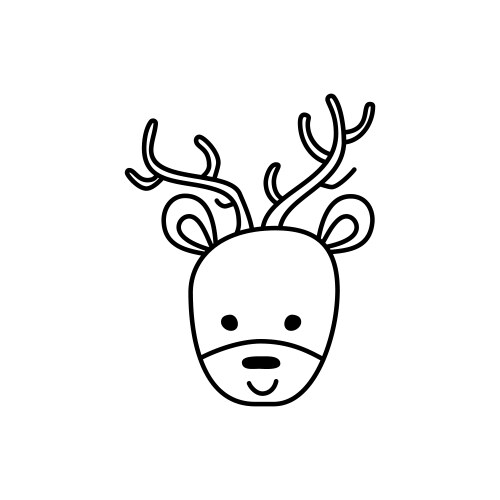 Cute christmas reindeer black outline with snow Vector Image