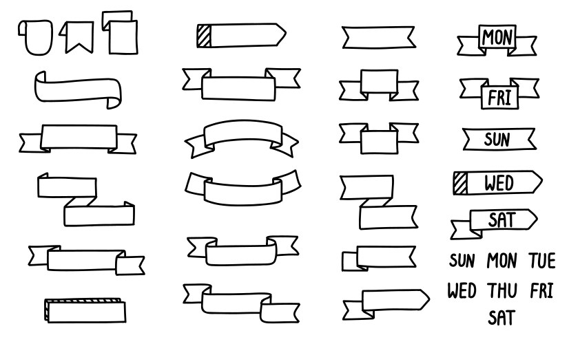 Doodle bullet journal labels hand drawn dairy Vector Image