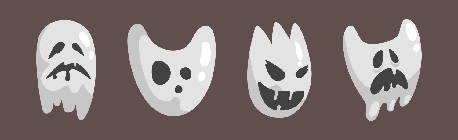 Blue ghost character with scary face grimace Vector Image