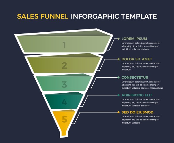 Funnel diagram template Royalty Free Vector Image