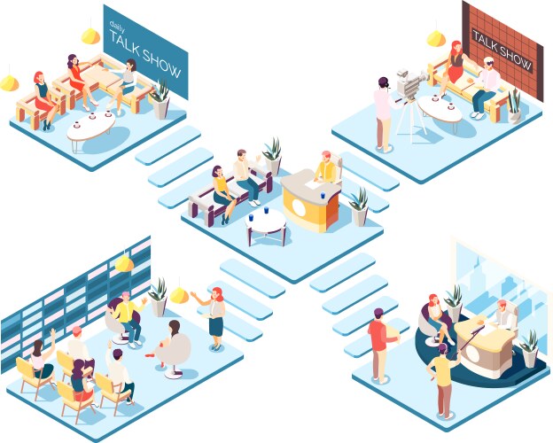 Talk show participants Royalty Free Vector Image