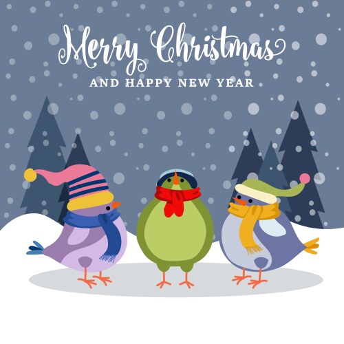 Cute christmas card with birds Royalty Free Vector Image