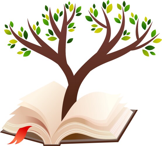 Book with tree Royalty Free Vector Image - VectorStock