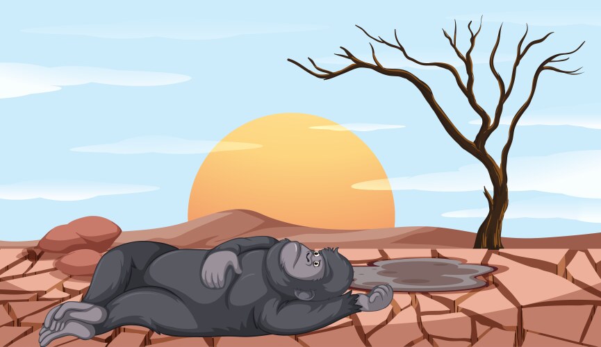 Cartoon color dry land scene concept Royalty Free Vector