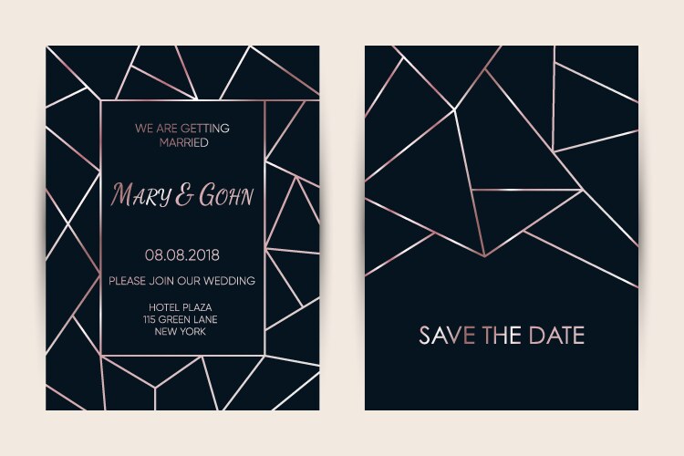 Wedding invitation card set modern design Vector Image