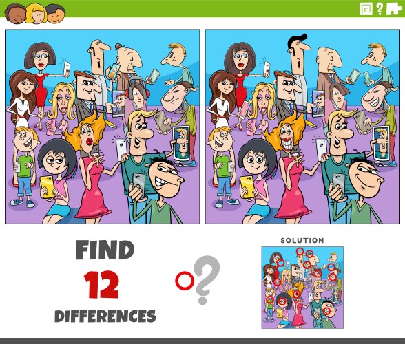 Differences activity with cartoon people Vector Image