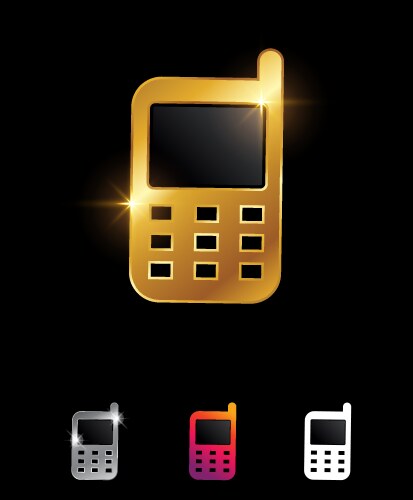 Golden phone call icon sign Royalty Free Vector Image