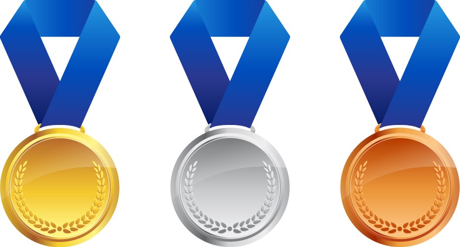 Elegant blue ribbon award with gold accents Vector Image