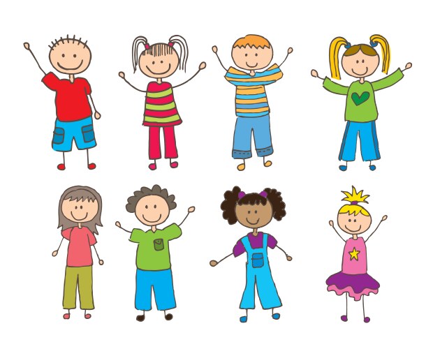 Children drawing over beige background Royalty Free Vector