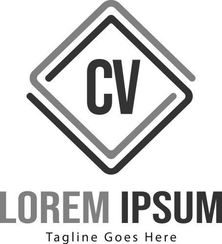 Initial cv logo template with modern frame Vector Image