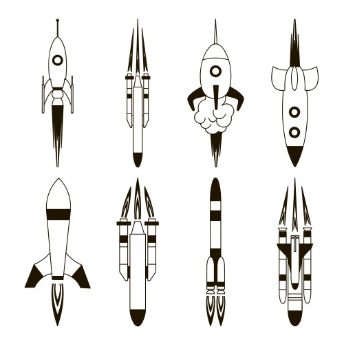 Set of the rockets icons on white background Vector Image