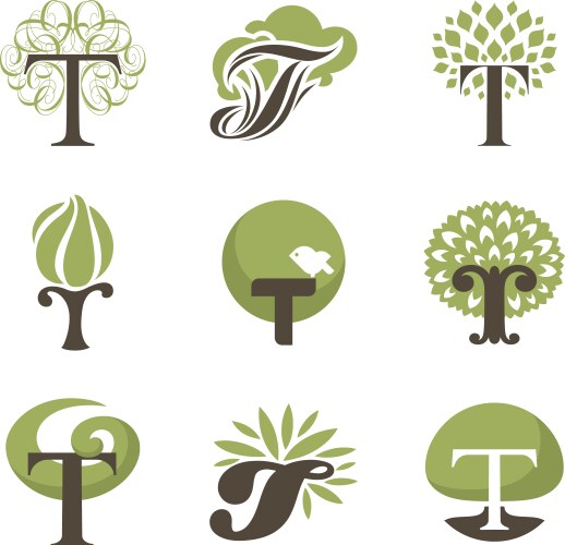 Set of trees emblem Royalty Free Vector Image - VectorStock