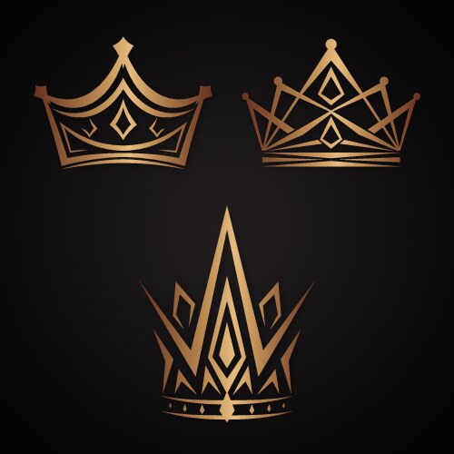 Golden crown labels set Royalty Free Vector Image