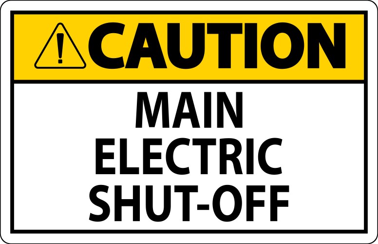 Caution sign main electric shut-off Royalty Free Vector