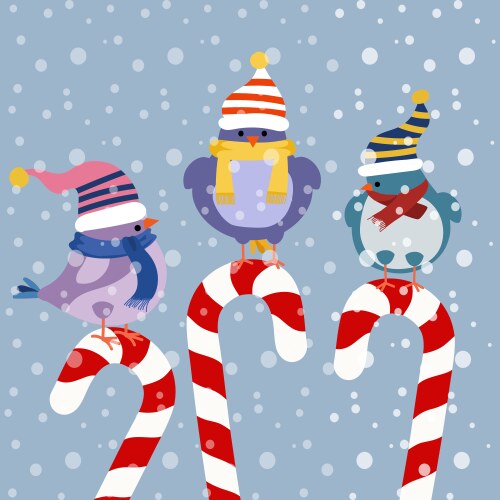 Cute christmas card with birds Royalty Free Vector Image