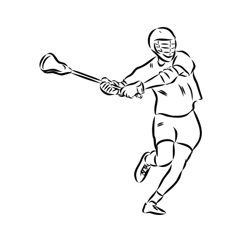 Lacrosse sport sketch outline Royalty Free Vector Image