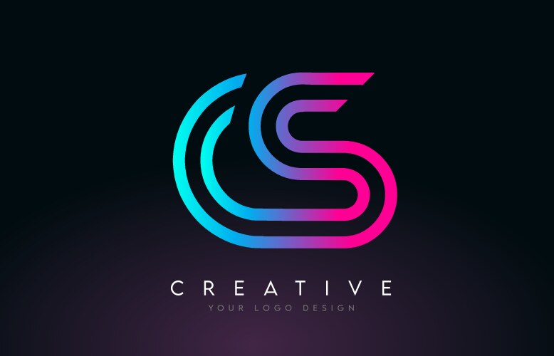 Cs c s swoosh letter logo design with modern Vector Image