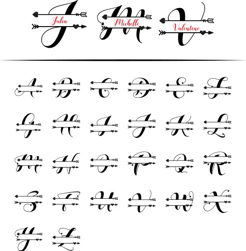 Initial a love monogram split letter isolated Vector Image