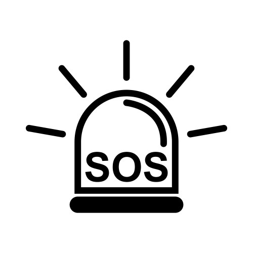 Sos help icon safety support alert flat design Vector Image