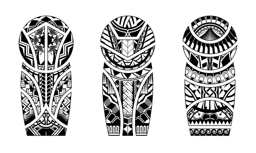 Tattoo abstract black arm template set Royalty Free Vector