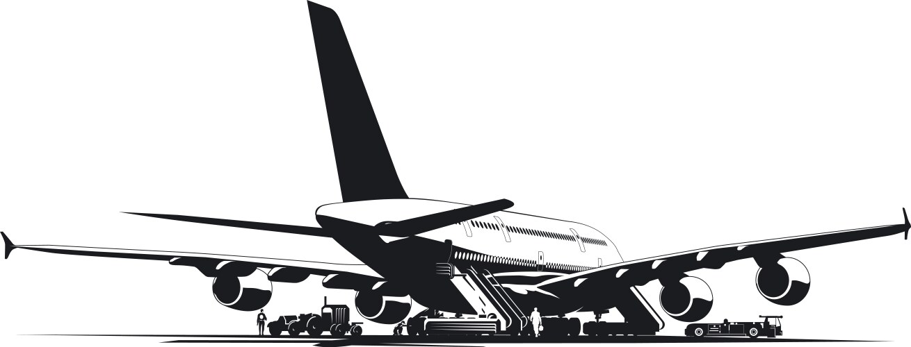 Passenger and cargo airplane at airport Royalty Free Vector