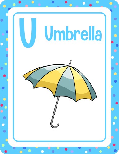 Alphabet flashcard with letter u for umpire Vector Image