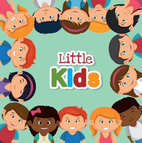 Multicultural kids in a circle with happy faces Vector Image