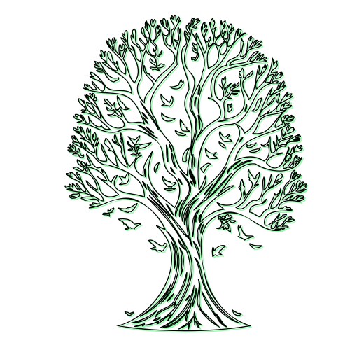 Haunted tree outline sketch green Royalty Free Vector Image